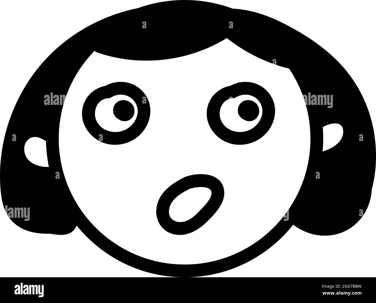 Scared girl, icon illustration, vector on white background Stock Vector ...