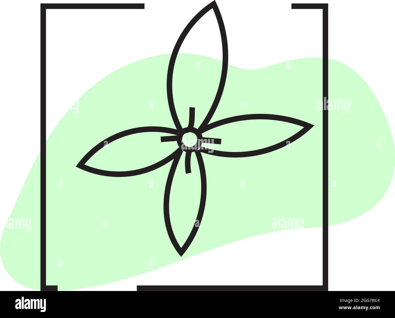Small flower with four petals, icon illustration, vector on white ...