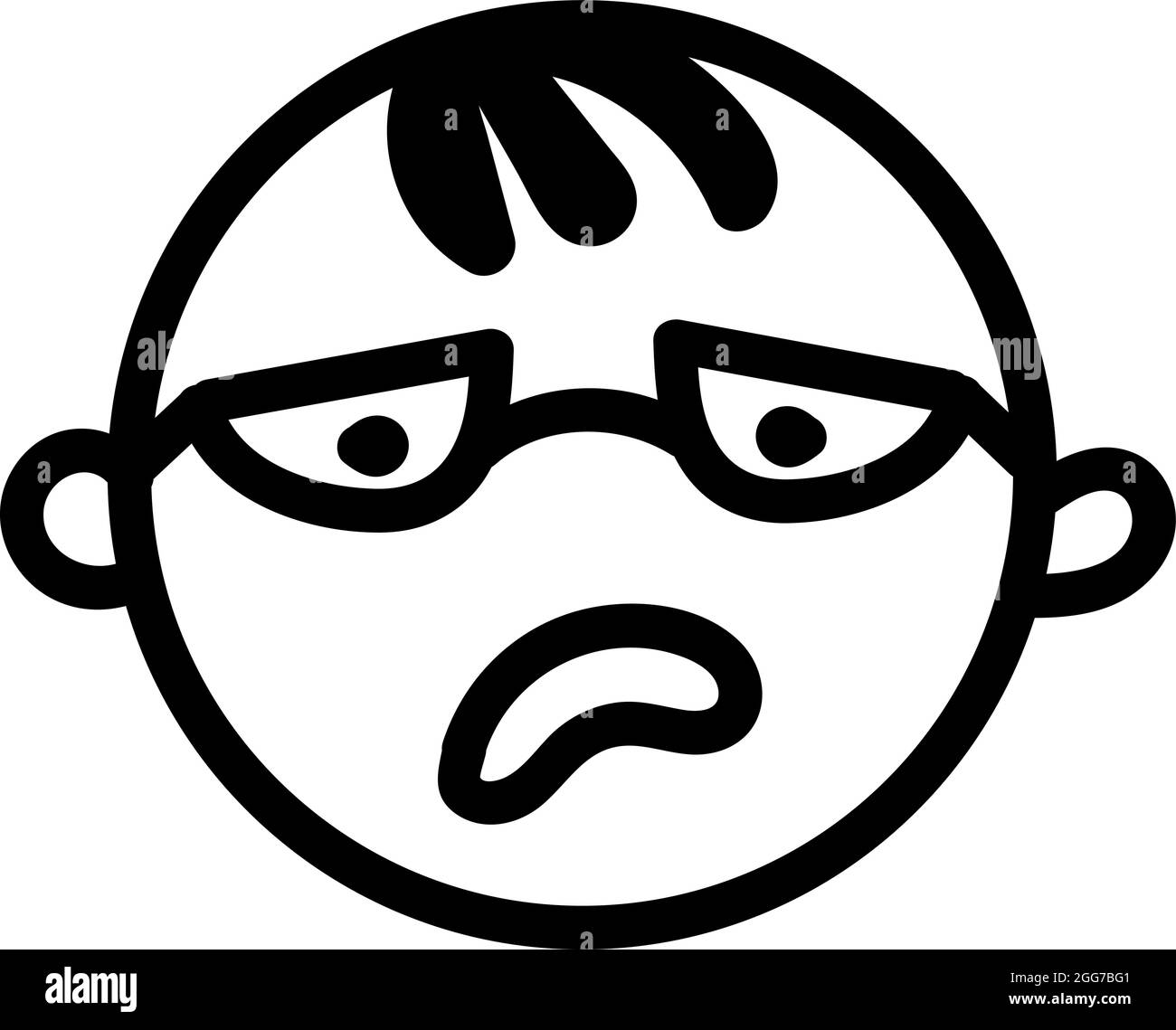Disgusted boy with glasses, icon illustration, vector on white ...