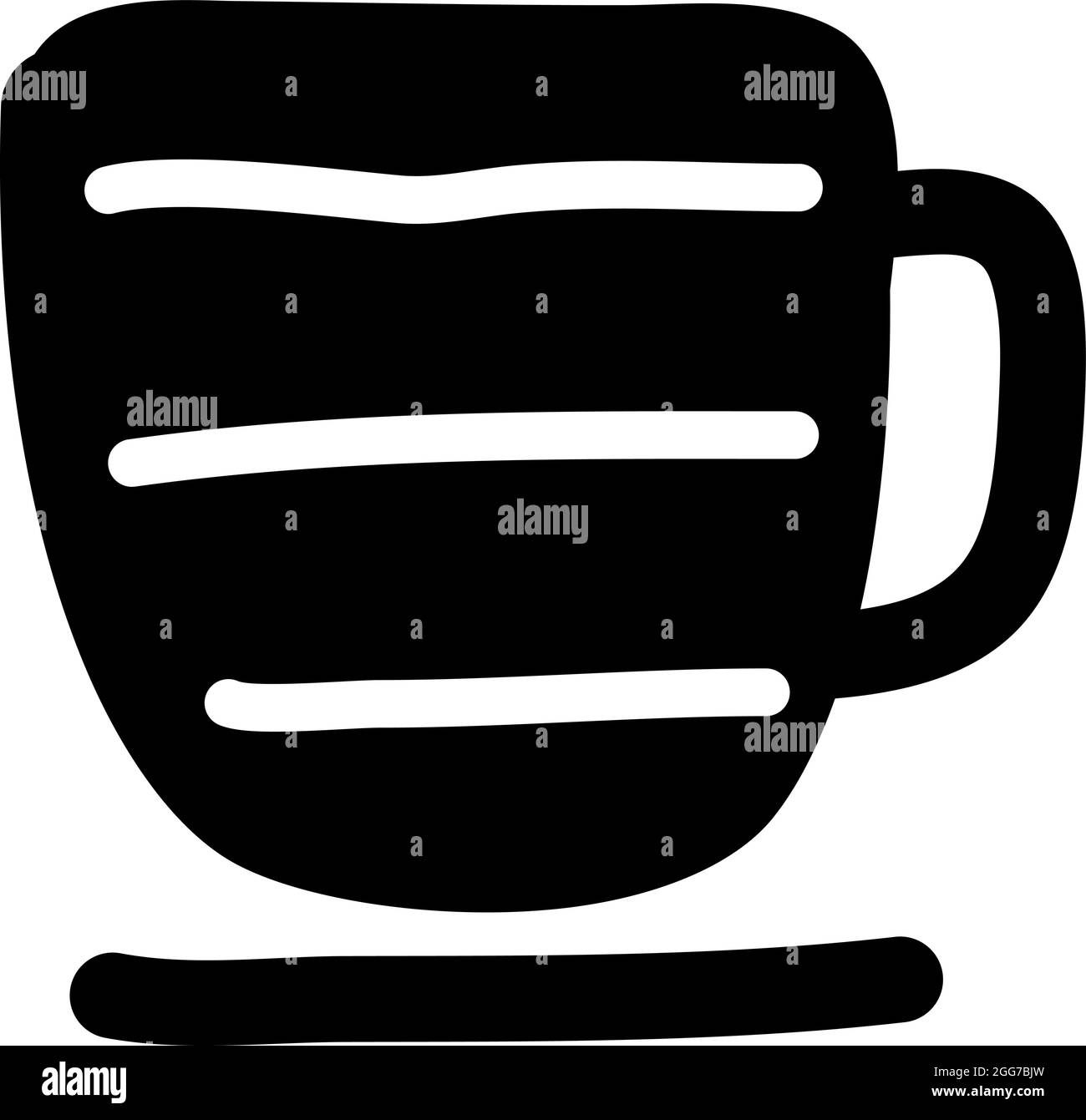 Black cup with three white horizontal lines, icon illustration, vector ...