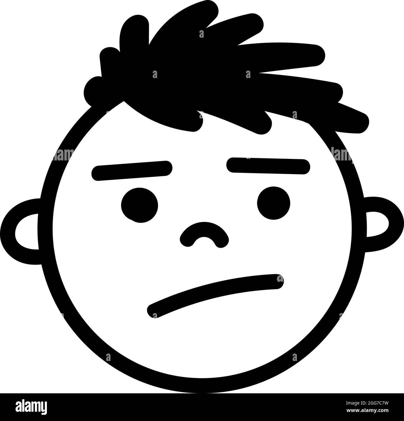 Unpleased boy, icon illustration, vector on white background Stock ...