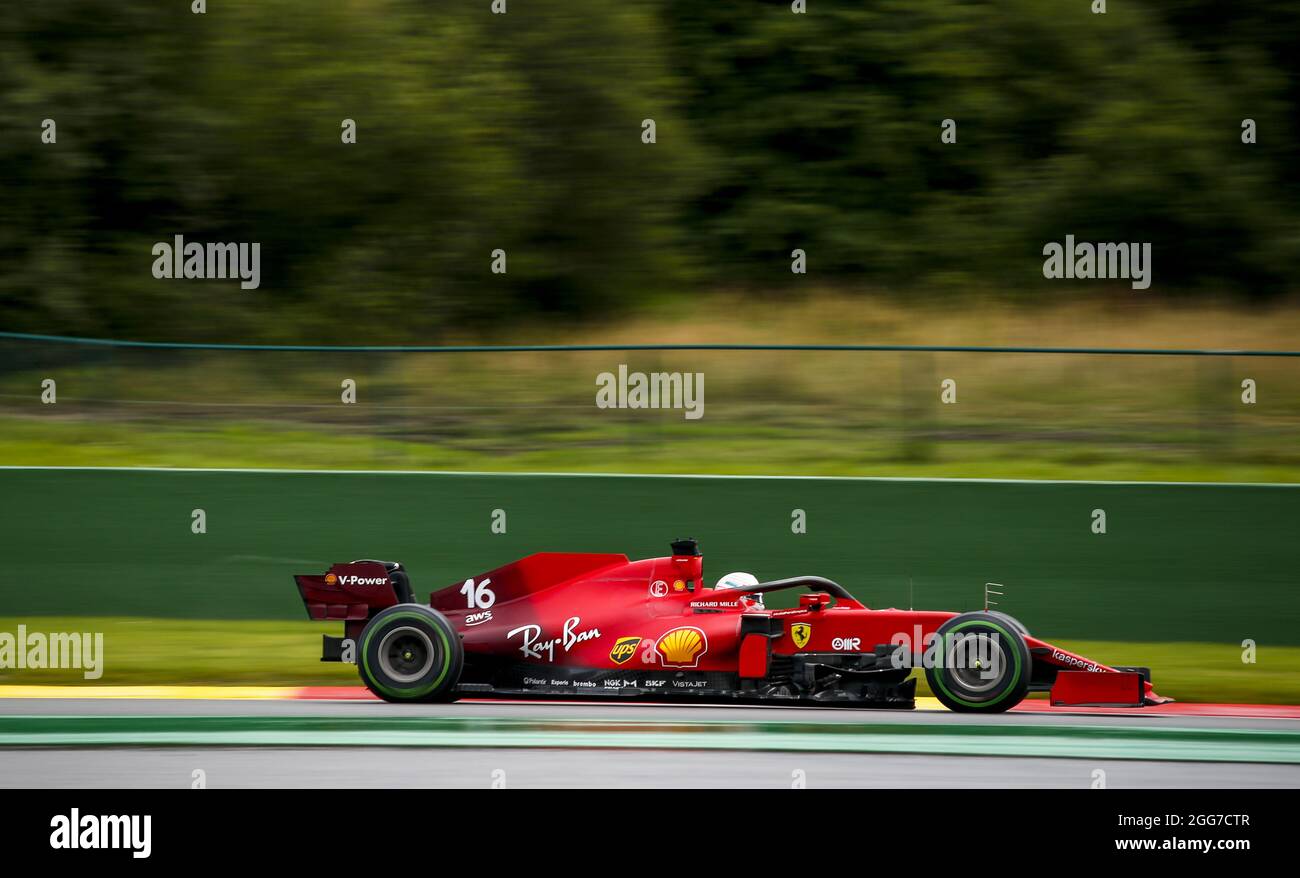 16 LECLERC Charles (mco), Scuderia Ferrari SF21, action during the Formula 1 Belgium Grand Prix ...