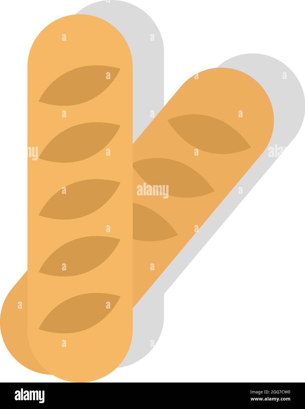 French baguette, icon illustration, vector on white background Stock ...