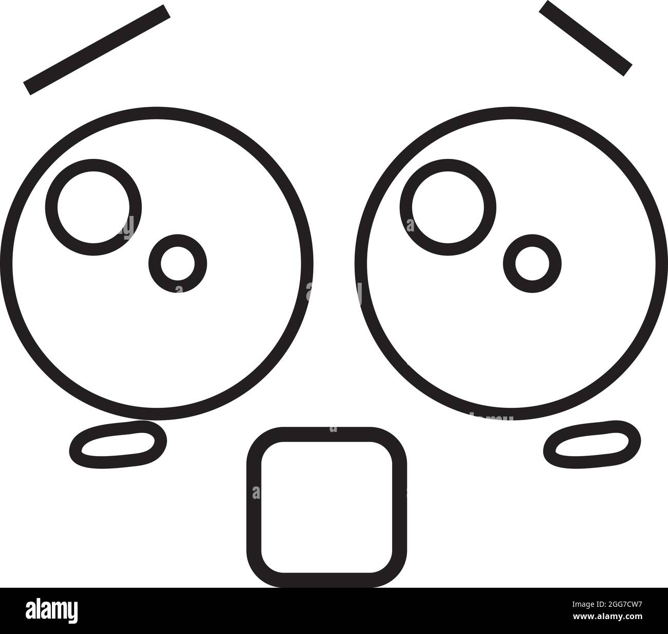 Scared face, icon illustration, vector on white background Stock Vector ...