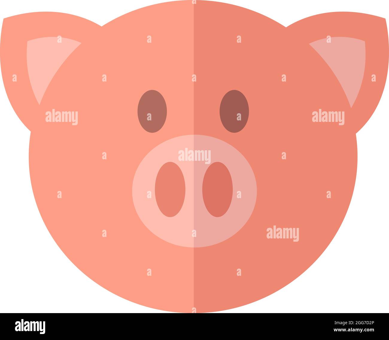 Pink pig head, icon illustration, vector on white background Stock ...