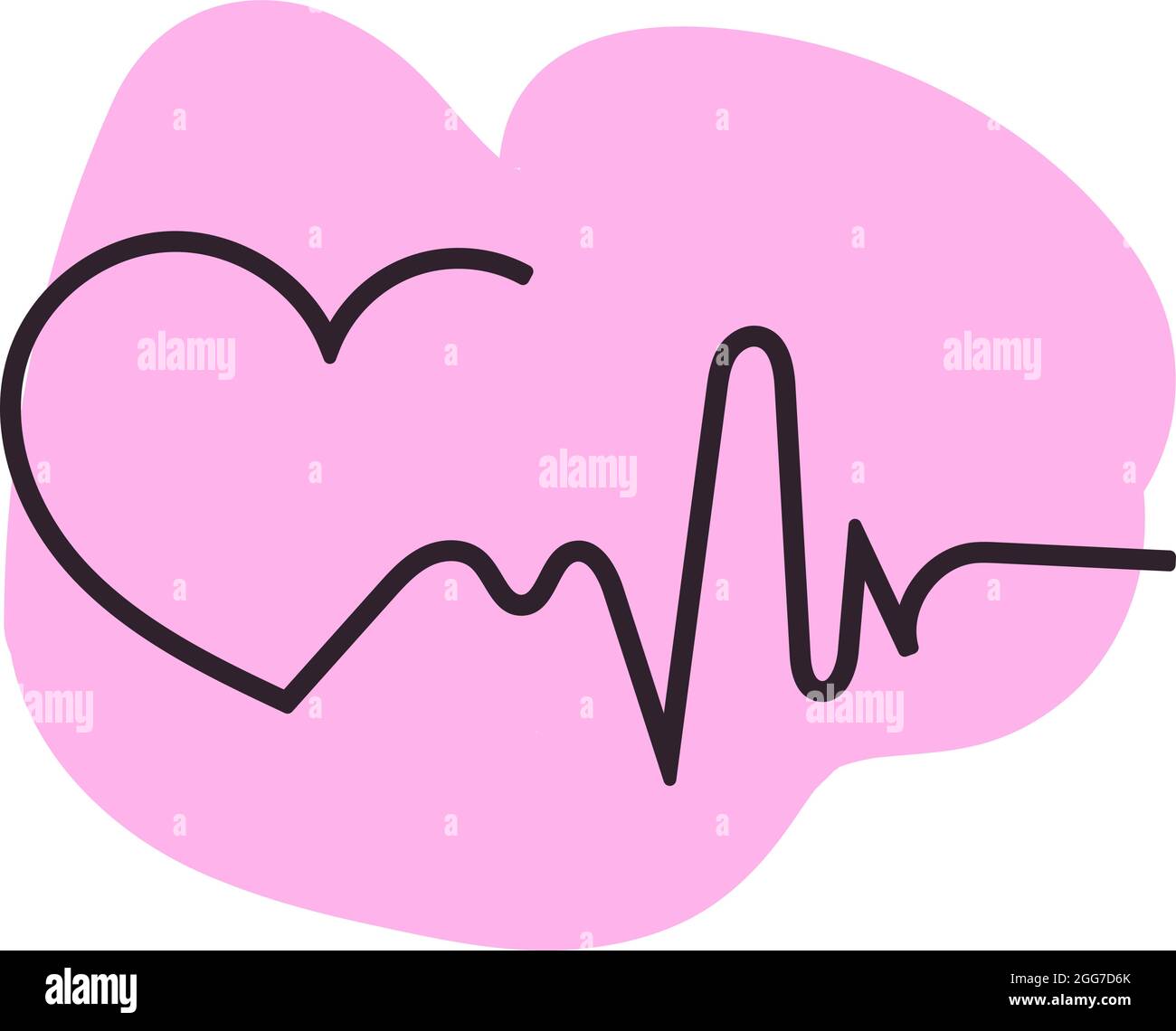 Pink heart beat, icon illustration, vector on white background Stock ...
