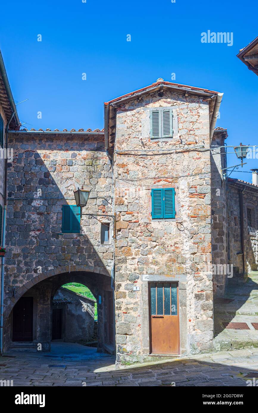 Italian medieval village details, historical stone arch, ancient gate ...