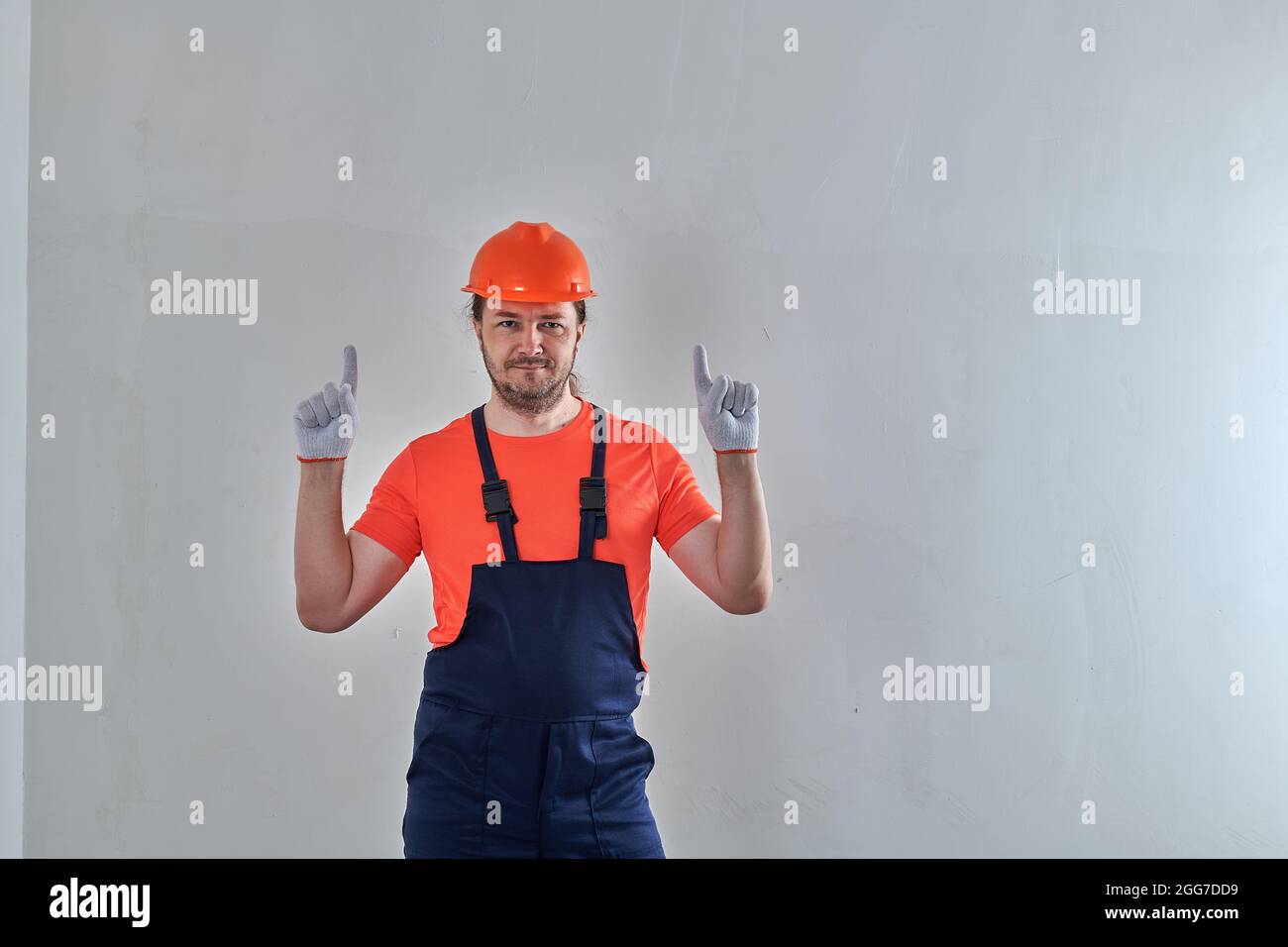 Professional contractor worker wearing hands hi-res stock photography ...