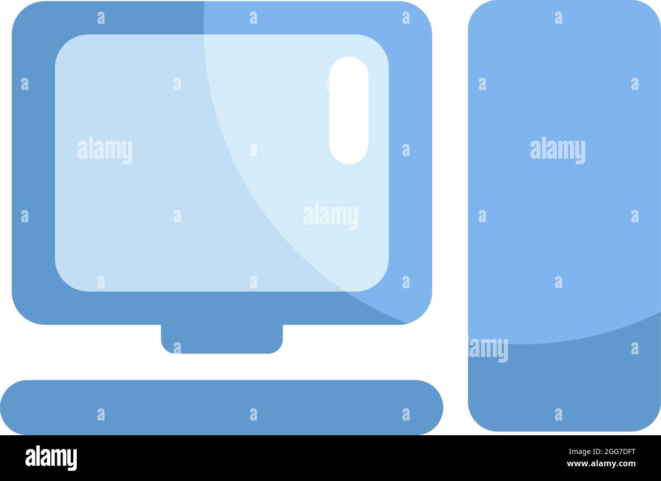 Blue computer, icon illustration, vector on white background Stock ...