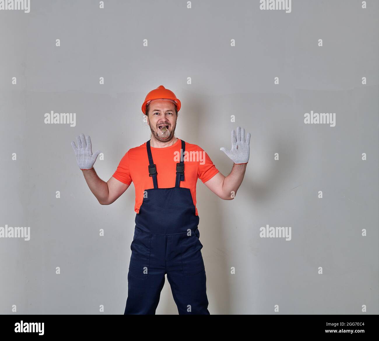 one plumber screams about repairing the apartment Stock Photo - Alamy
