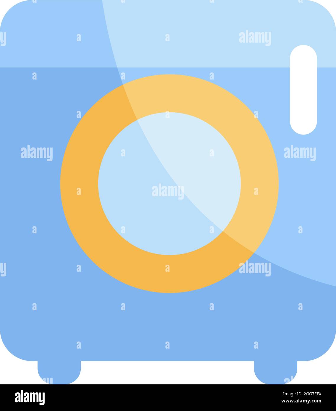 Blue washing machine, icon illustration, vector on white background ...