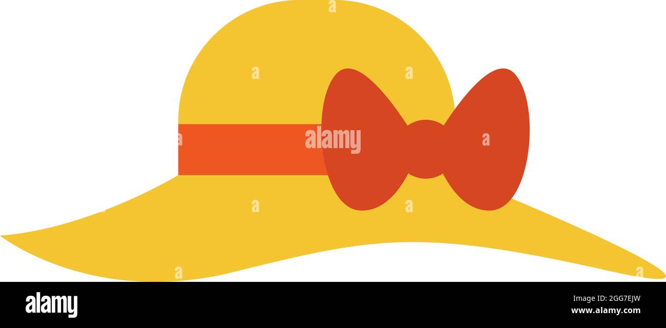Yellow beach hat, icon illustration, vector on white background Stock ...