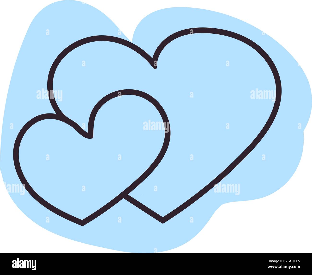 Two blue hearts, icon illustration, vector on white background Stock ...