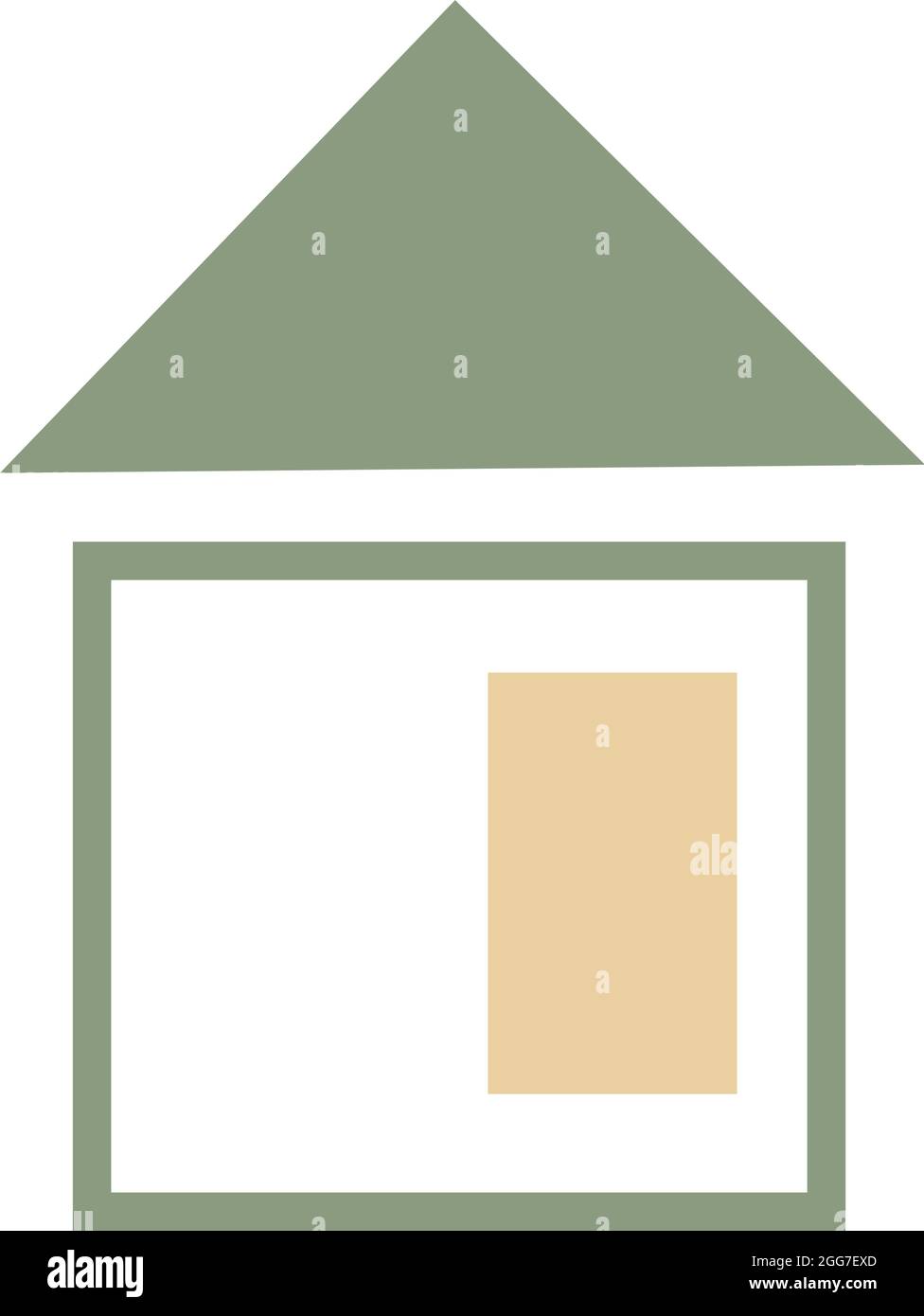 House with a green roof, icon illustration, vector on white background ...