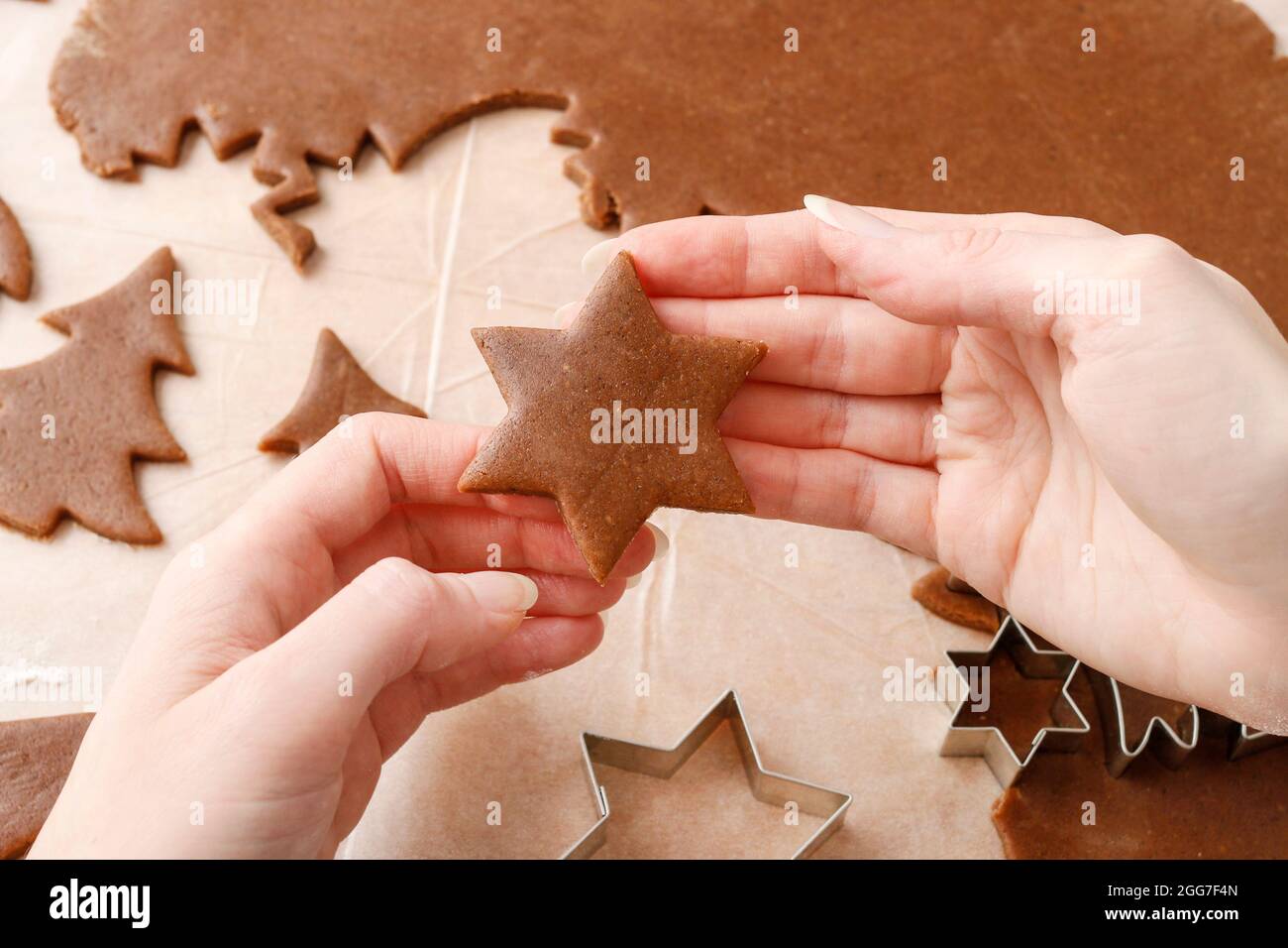 How to make gingerbread cookies, step by step, tutorial Stock Photo - Alamy