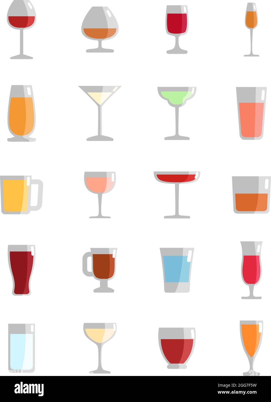 Alcoholic beverages, icon illustration, vector on white background ...