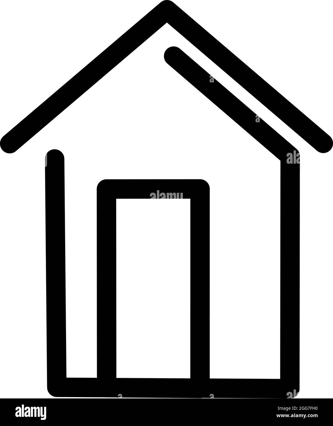 Small house with tall door, icon illustration, vector on white ...
