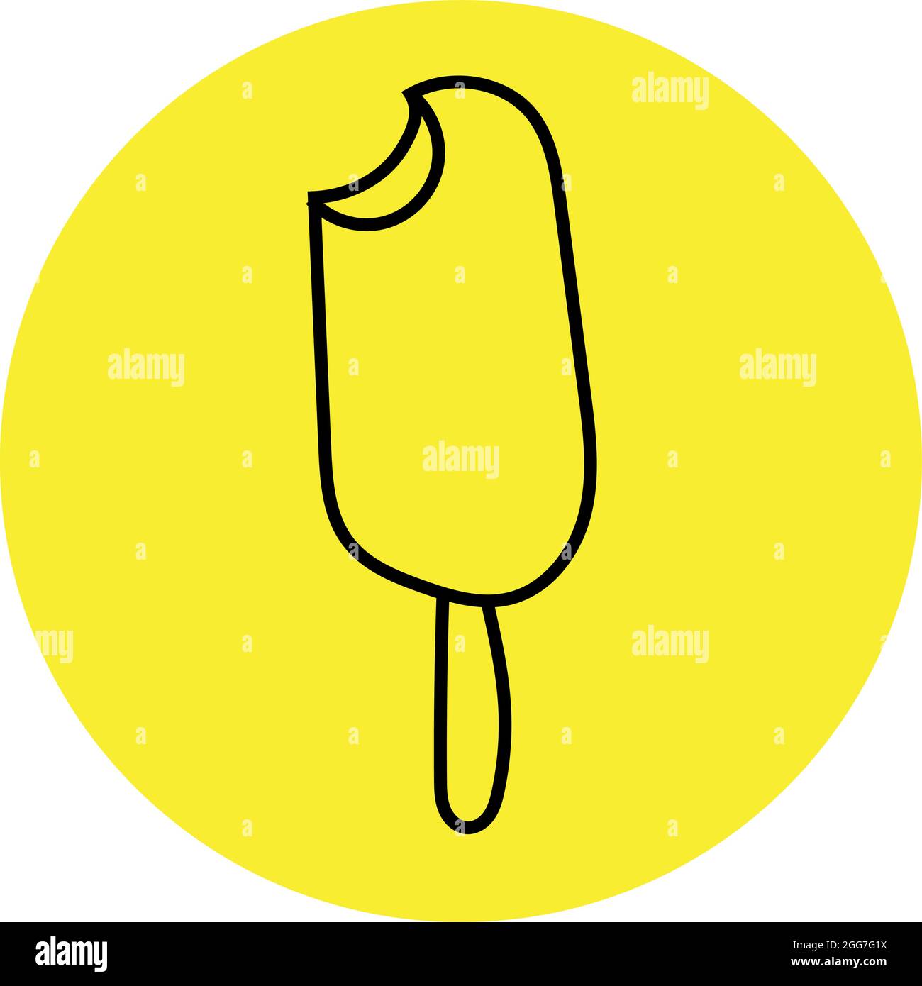 Yellow ice cream on a stick, icon illustration, vector on white ...