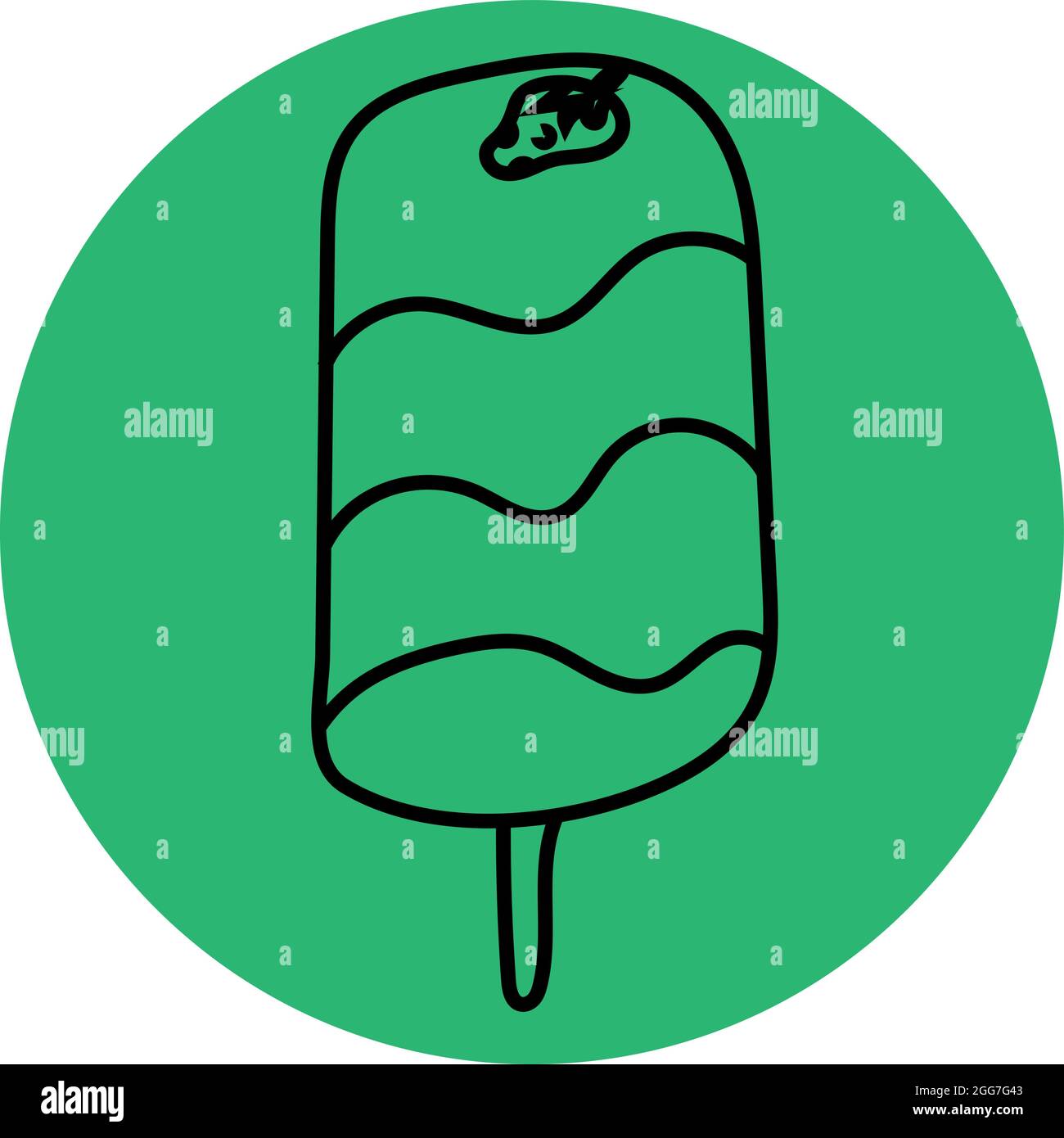 Green ice cream, icon illustration, vector on white background Stock ...