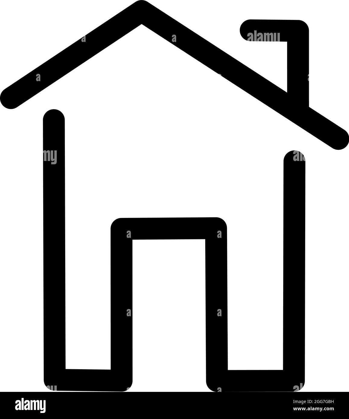 Tall house with small chimney, icon illustration, vector on white ...