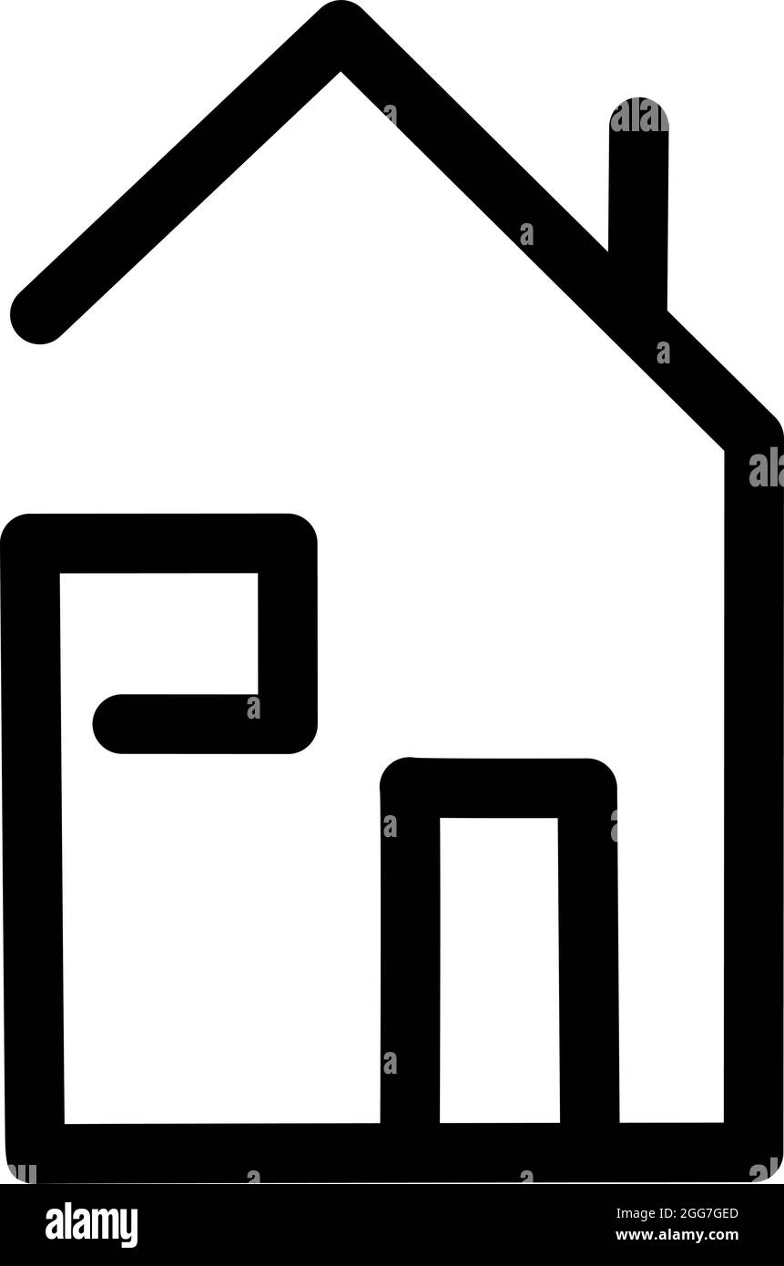 House with door one the right and window on the left side, icon ...