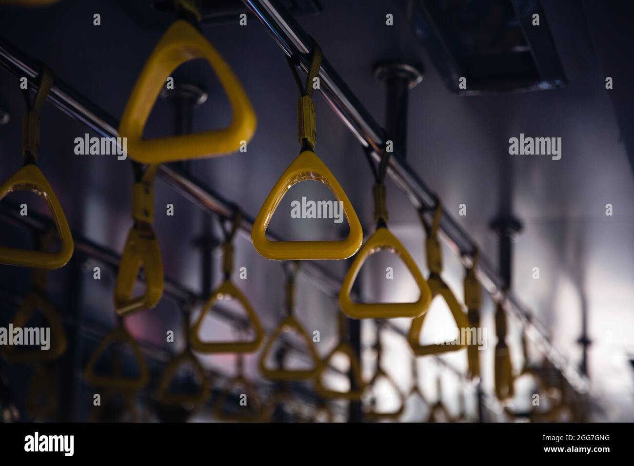 Handles for standing passenger inside a bus or train for safety ...