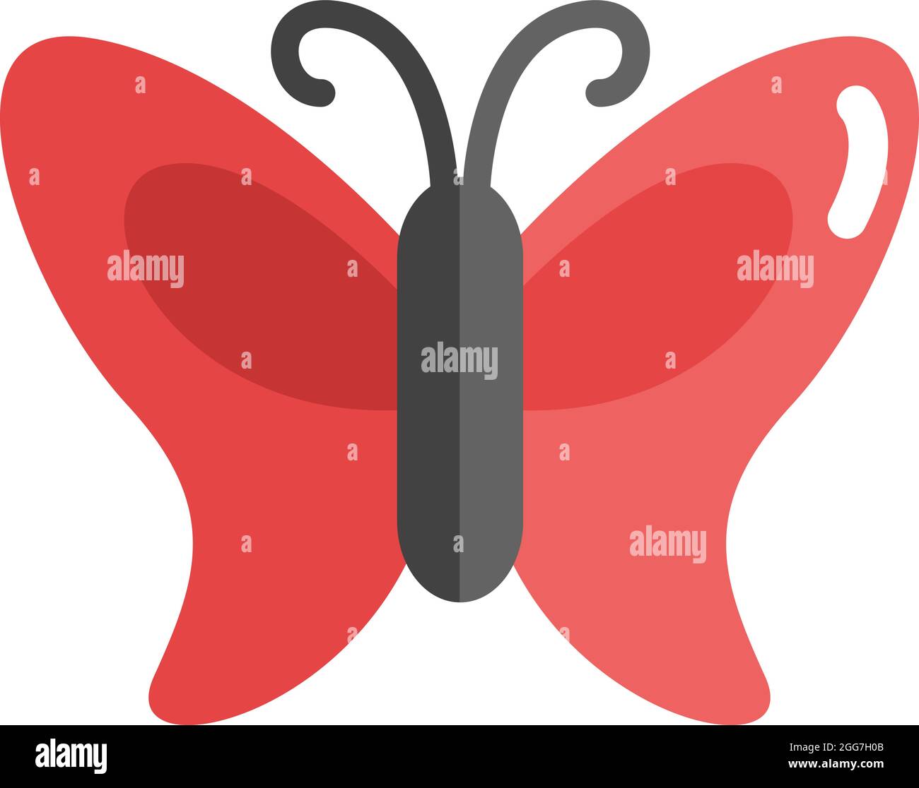 Red butterfly, icon illustration, vector on white background Stock ...