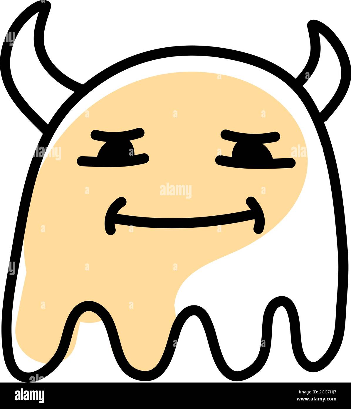 Little monster with horns, icon illustration, vector on white ...