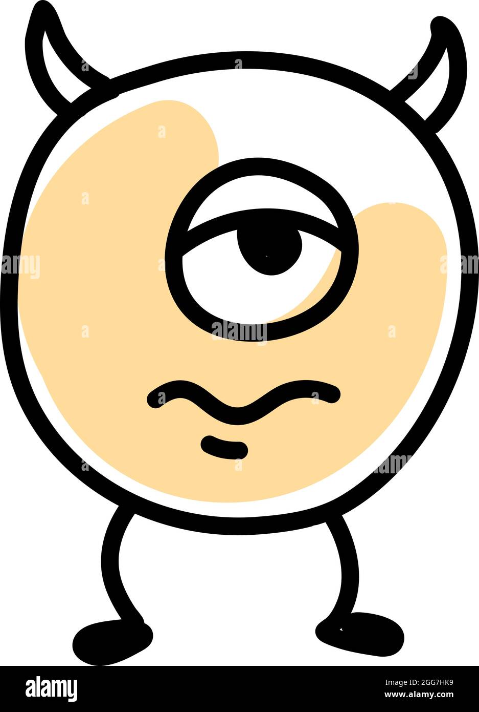 Bored little monster, icon illustration, vector on white background ...