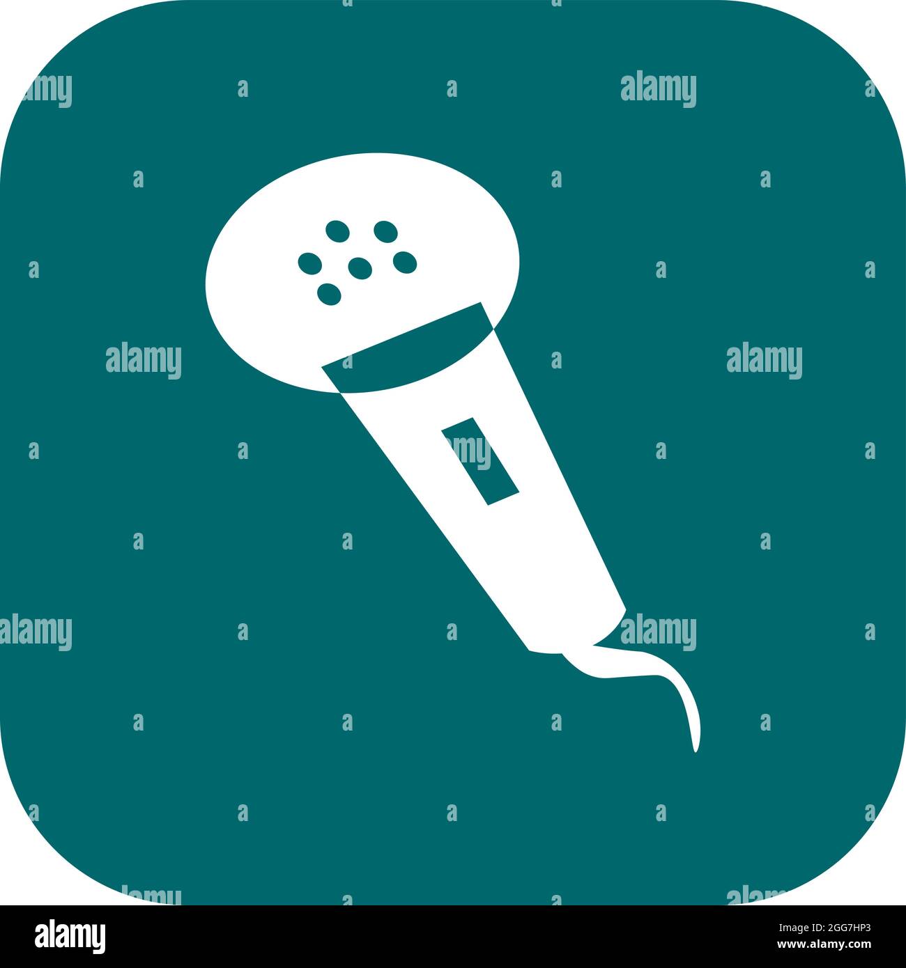 White microphone, icon illustration, vector on white background Stock ...