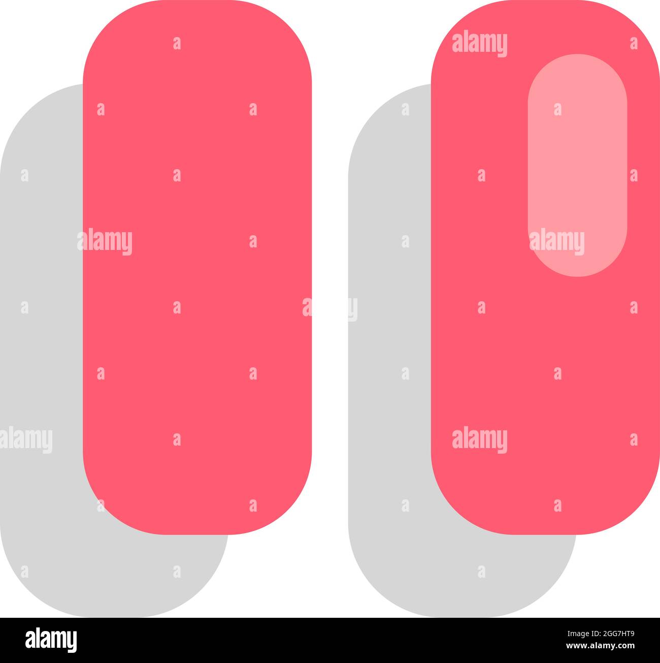 Pink pause button, icon illustration, vector on white background Stock ...