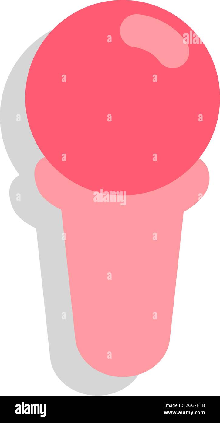 Pink microphone, icon illustration, vector on white background Stock ...