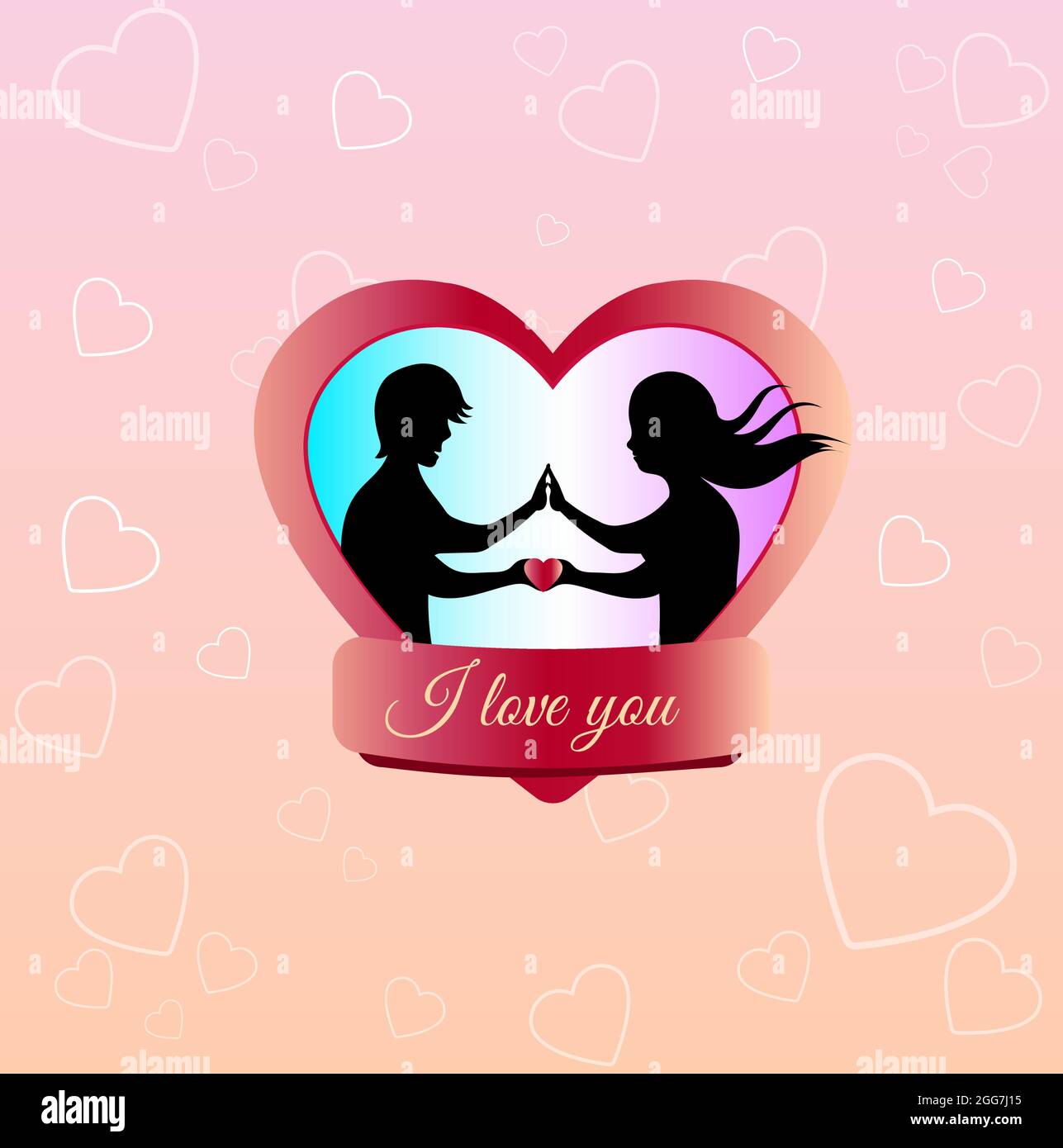 Couple in love inside a heart Stock Vector Image & Art - Alamy