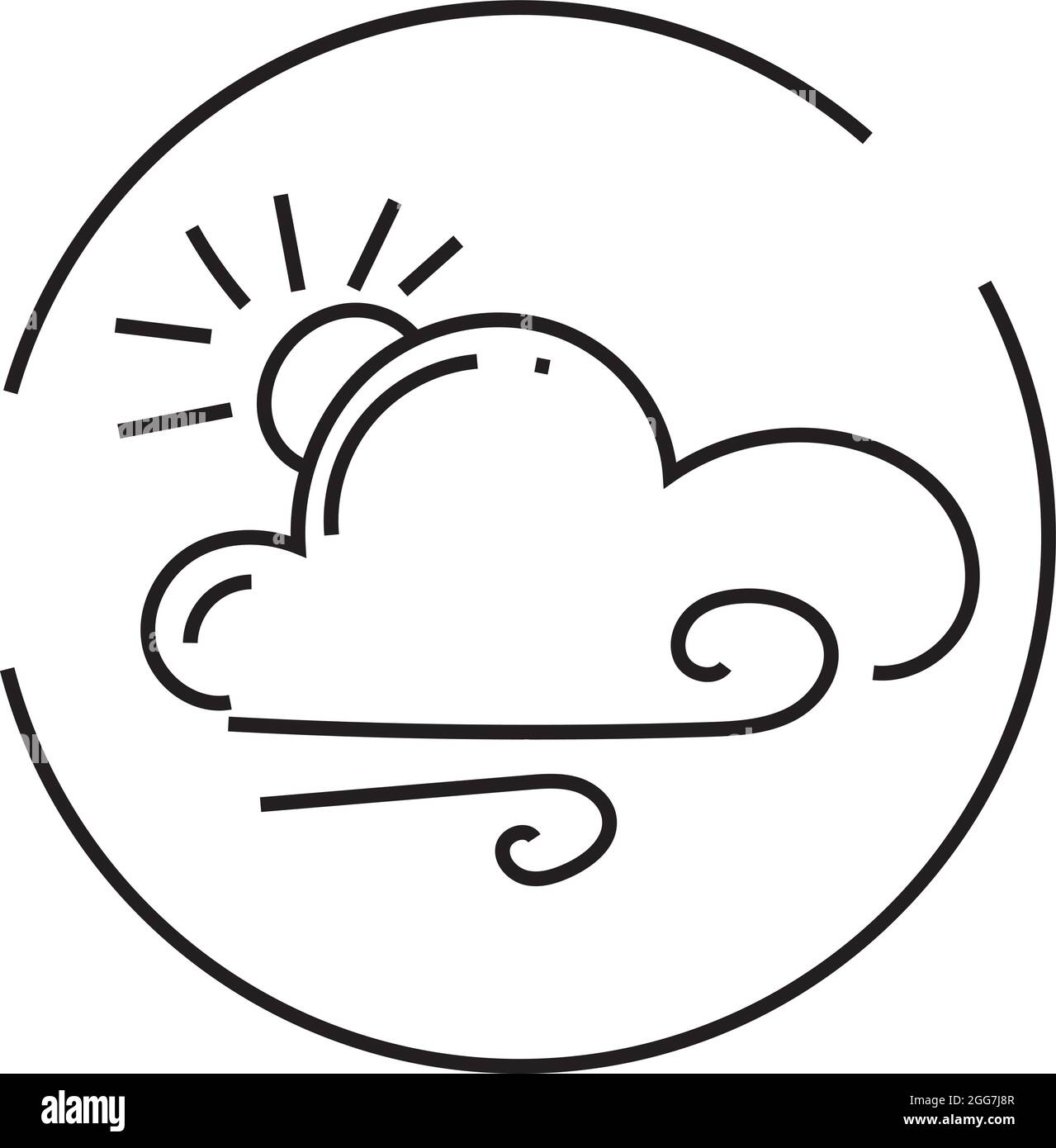 Cloudy with wind and sun, icon illustration, vector on white background ...