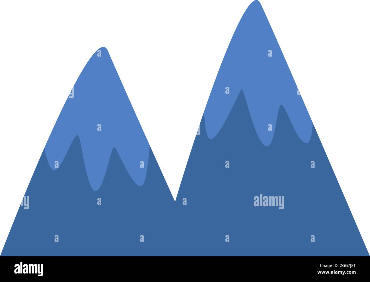 Two blue mountains, icon illustration, vector on white background Stock ...