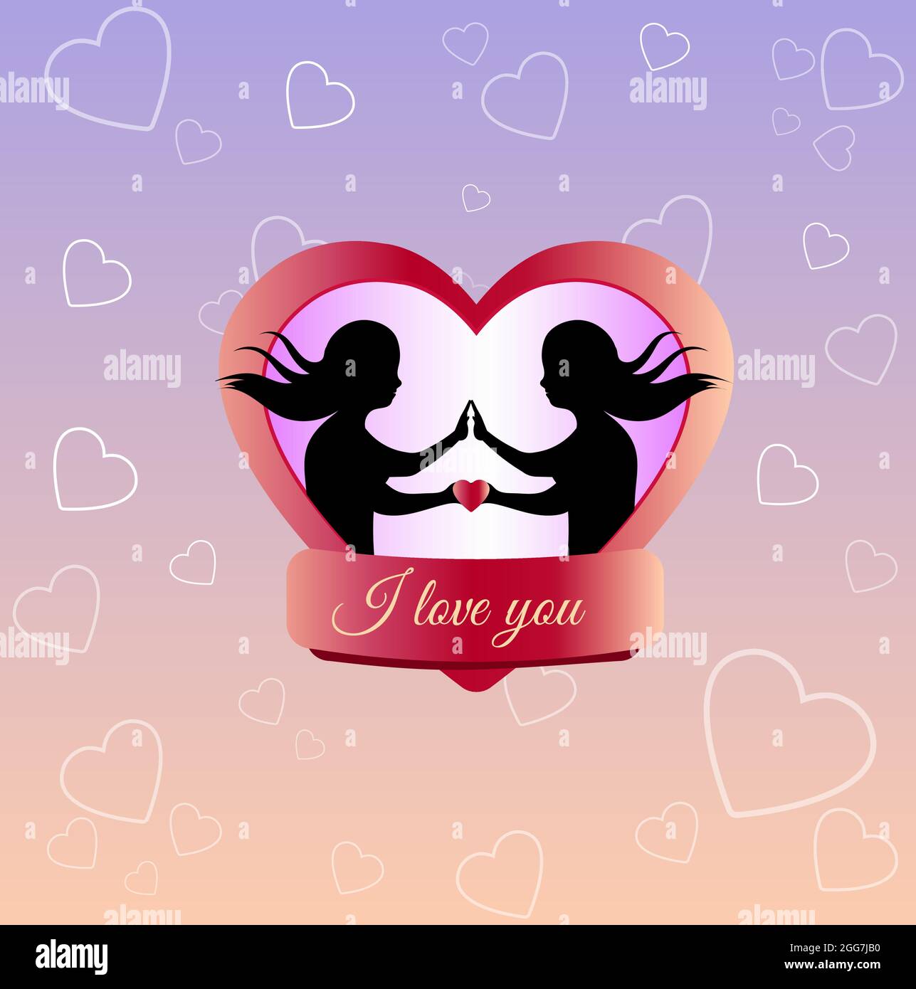 Female couple in love inside a heart Stock Vector Image & Art - Alamy
