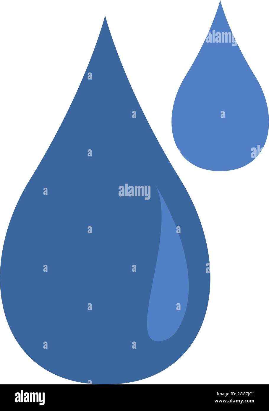 Two blue water drops, icon illustration, vector on white background ...