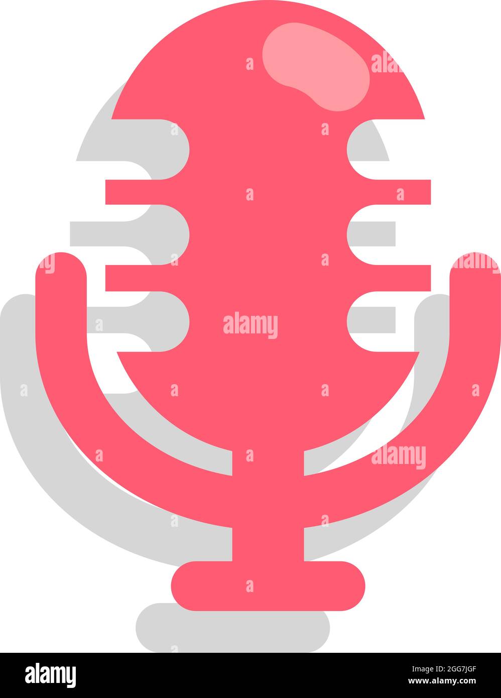 Pink retro microphone, icon illustration, vector on white background ...