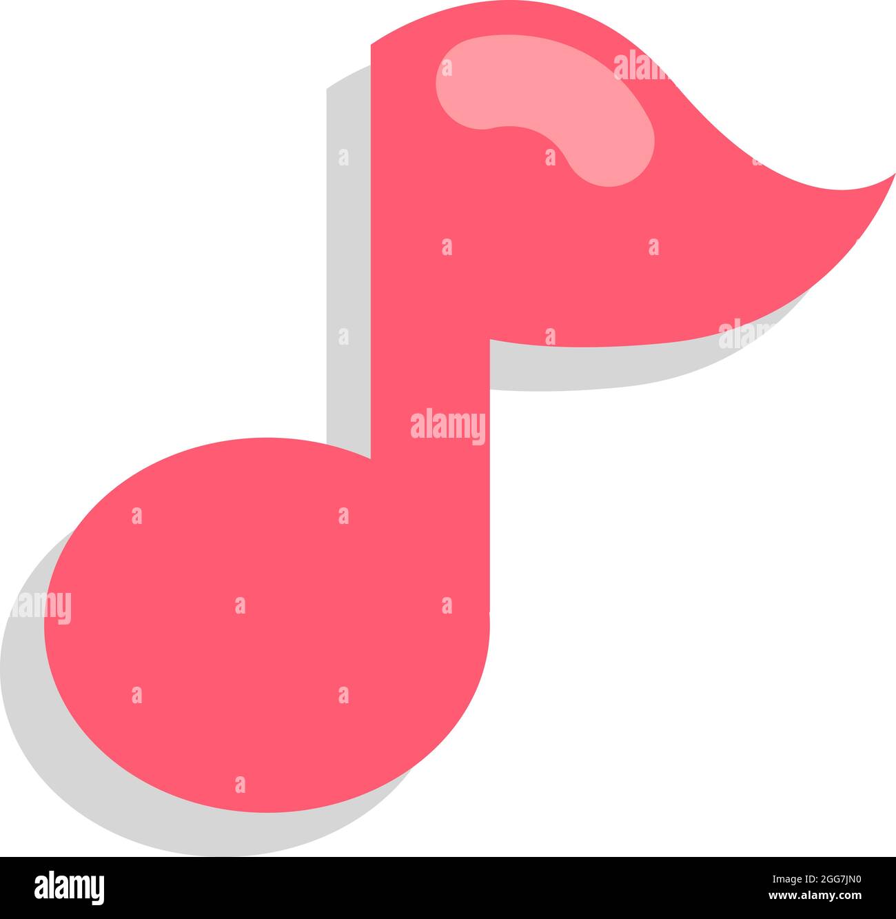 Pink music note, icon illustration, vector on white background Stock ...