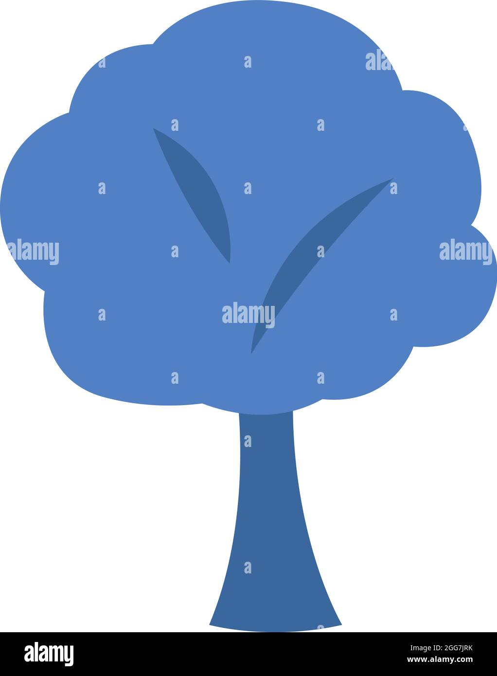Blue big tree, icon illustration, vector on white background Stock ...