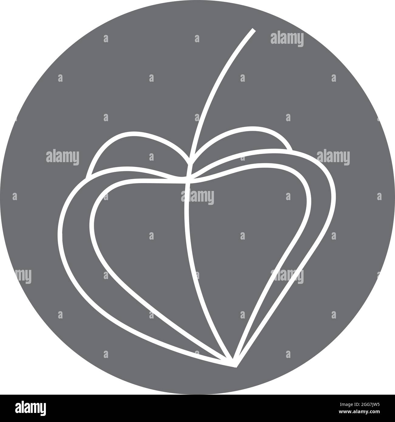 Heart shapped plant, icon illustration, vector on white background ...