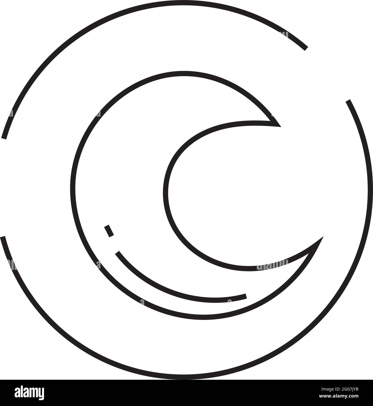 Simple young moon, icon illustration, vector on white background Stock ...