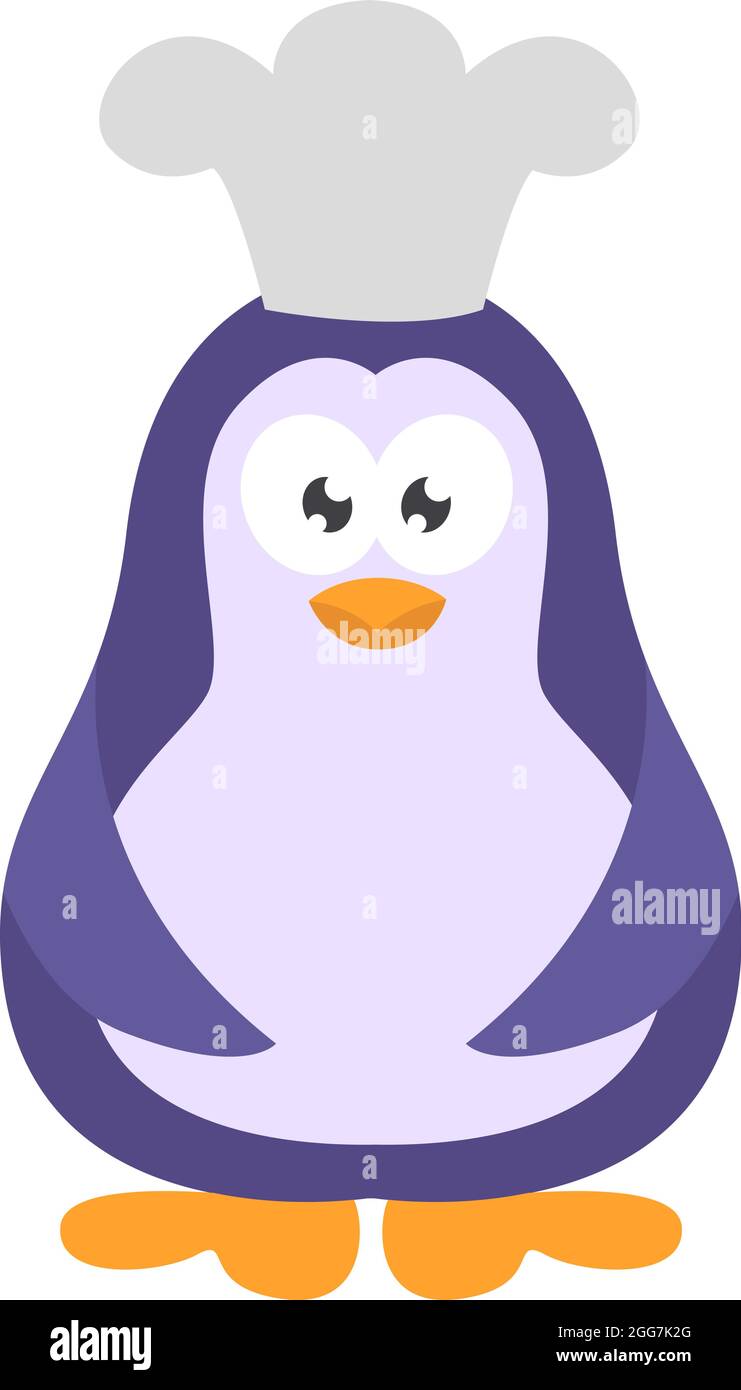 Penguin as cook, icon illustration, vector on white background Stock ...