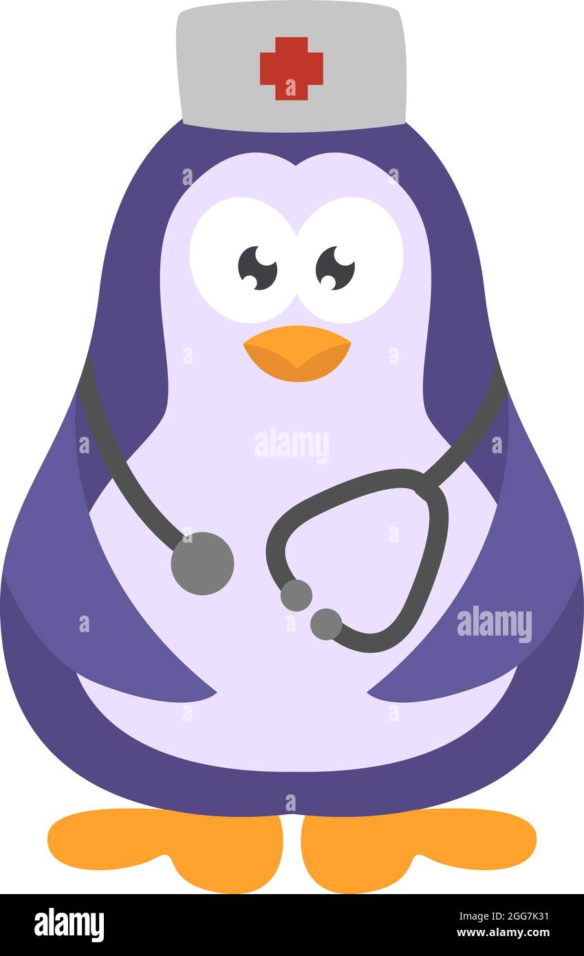 Doctor penguin, icon illustration, vector on white background Stock ...