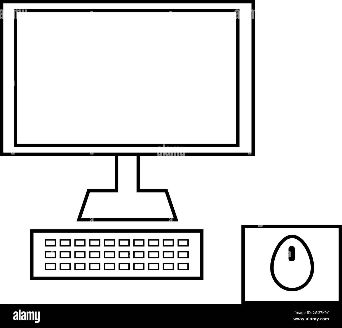 Office computer, icon illustration, vector on white background Stock ...
