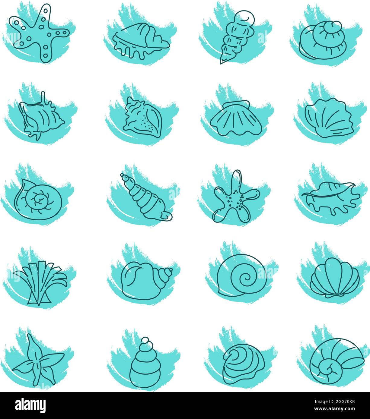 Blue seashells, icon illustration, vector on white background Stock ...