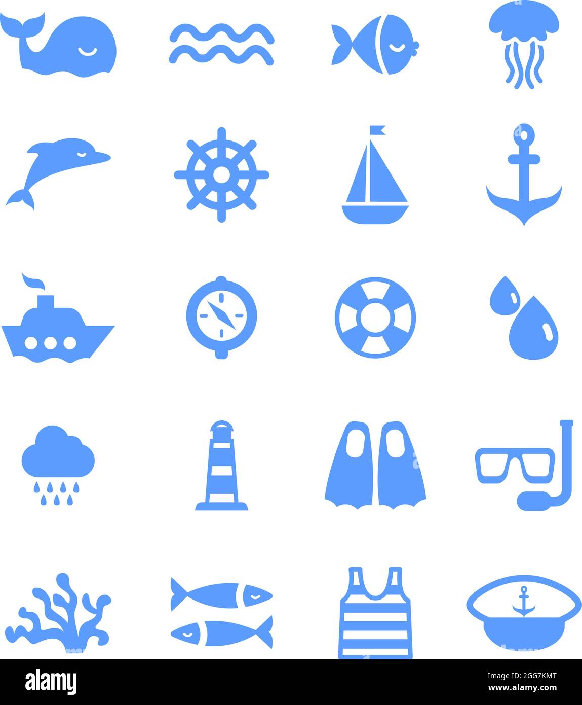 Sea life, icon illustration, vector on white background Stock Vector ...