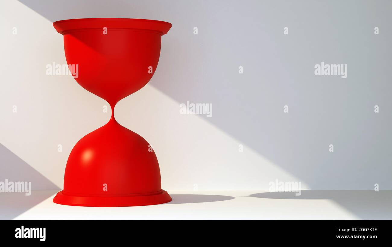 red hourglass with copy space. 3d rendering Stock Photo - Alamy