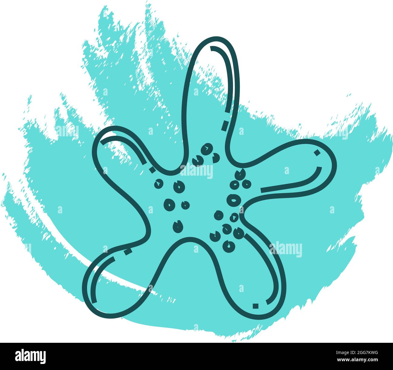 Simple blue starfish, icon illustration, vector on white background ...