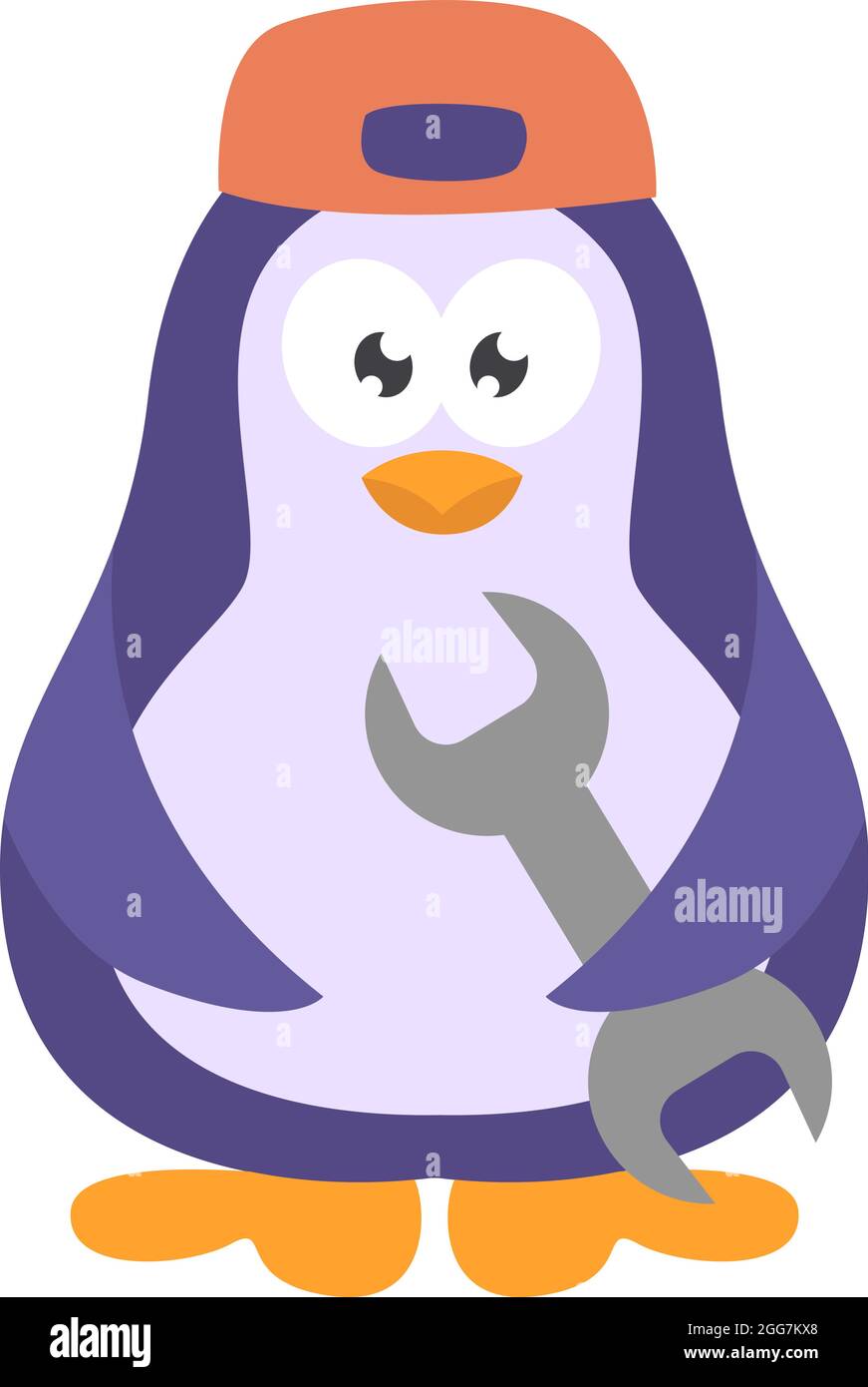 Plumber penguin, icon illustration, vector on white background Stock ...